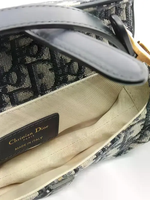 Dior Mini Saddle Bag In Jacquard - Blue