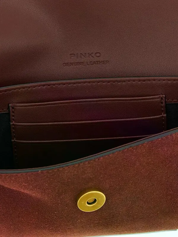 Pinko Medium Suede Shoulder Bag - Red