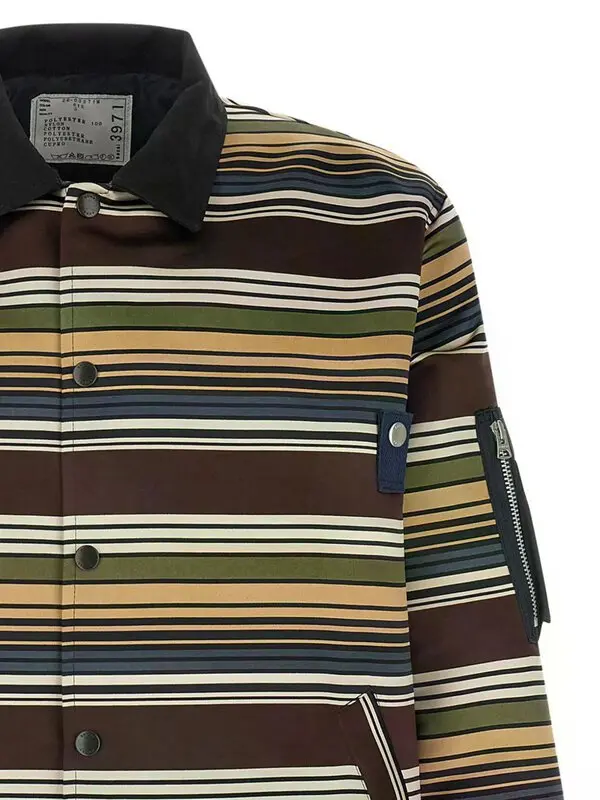 Sacai Striped Bomber Jacket - Brown