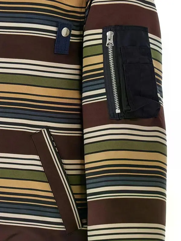Sacai Striped Bomber Jacket - Brown