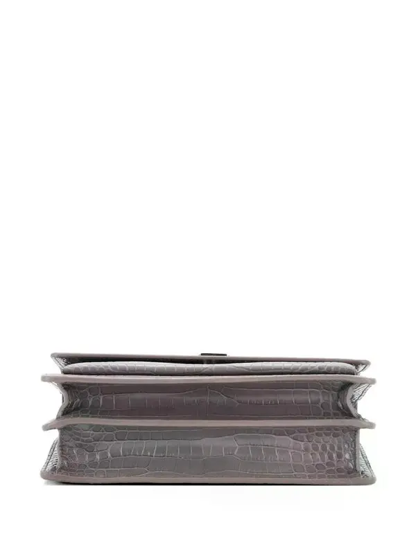 Saint Laurent Sunset Crocodile Embossed Leather Crossbody Bag - Grey