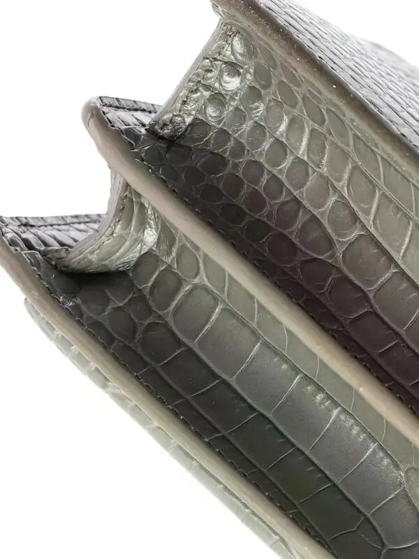 Saint Laurent Sunset Crocodile Embossed Leather Crossbody Bag - Grey