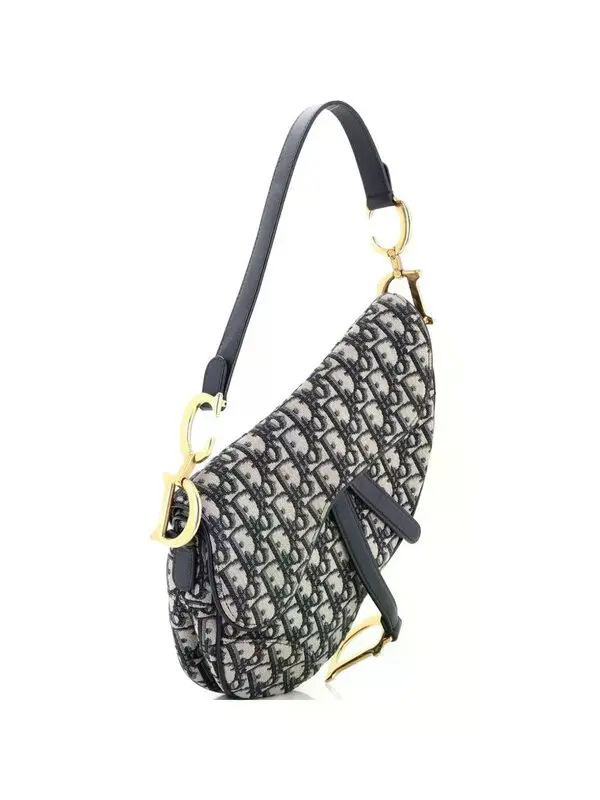 Dior Saddle Oblique Canvas Medium Shoulder Bag - Blue