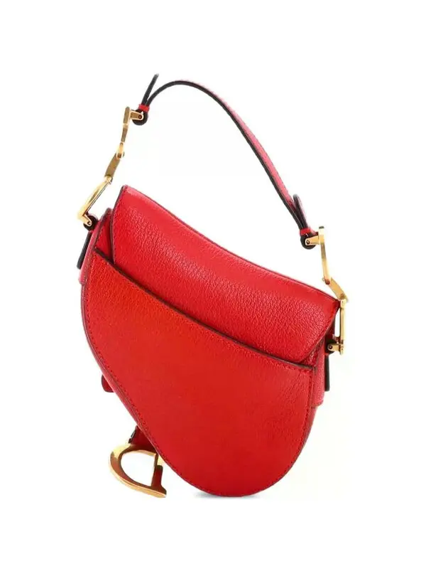 Dior Saddle Handbag With Strap Leather Micro Shoulder Bag - Red