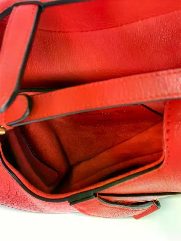 Dior Saddle Handbag With Strap Leather Micro Shoulder Bag - Red