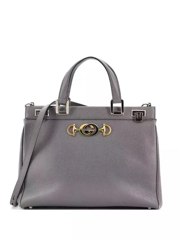 Gucci Zumi Top Handle Leather Satchel - Grey
