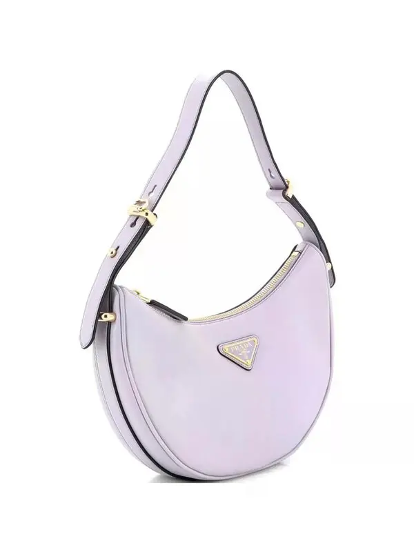 Prada Arque Half Moon Leather Small Hobo Bag - Purple