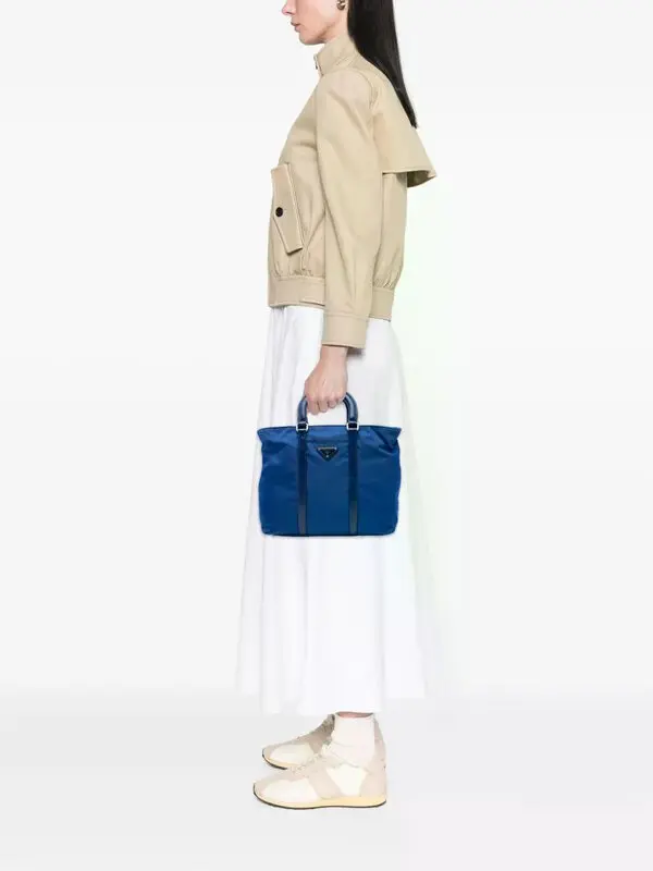 Prada Vitello Trimmed Tessuto Satchel