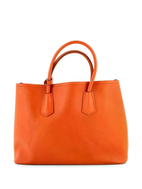 Prada Cuir Double Saffiano Leather Medium Tote Bag - Orange