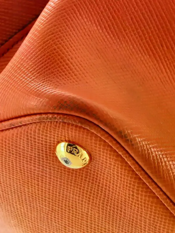 Prada Cuir Double Saffiano Leather Medium Tote Bag - Orange
