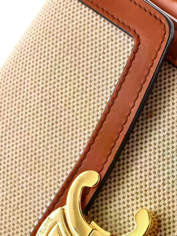 Celine Triomphe Teen Shoulder Bag Canvas With Leather - Brown