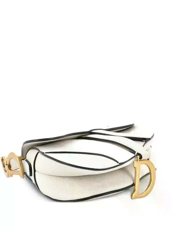 Dior Saddle Handbag Leather Mini Shoulder Bag - White