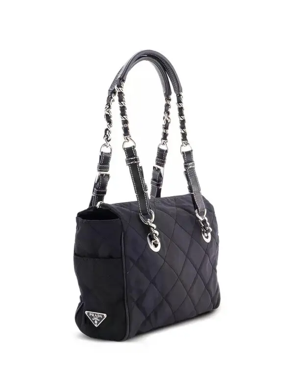 Prada Convertible Chain Tote Quilted Tessuto Medium Shoulder Bag