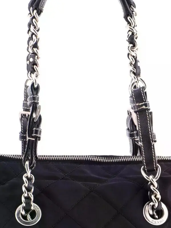 Prada Convertible Chain Tote Quilted Tessuto Medium Shoulder Bag