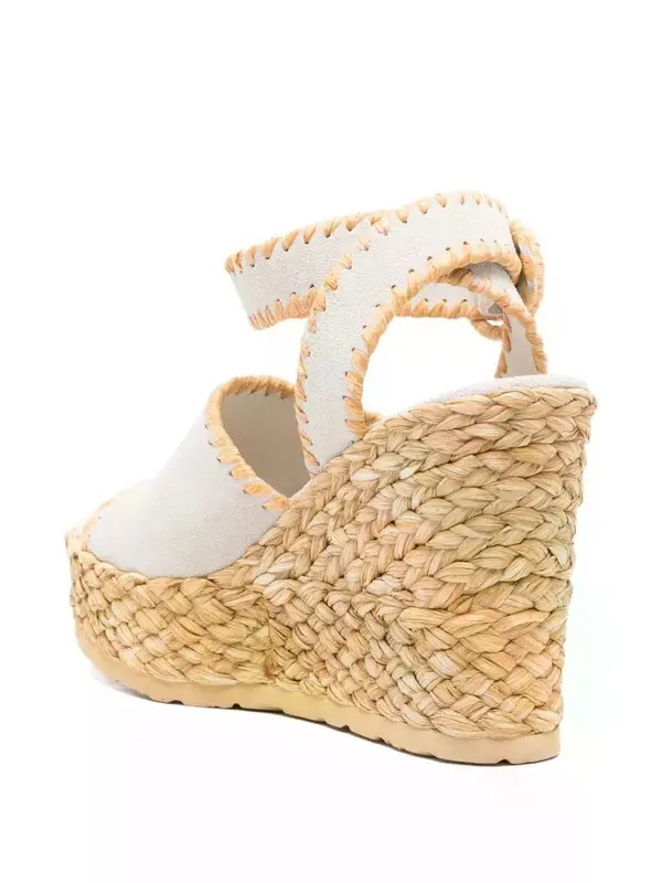 PALOMA BARCELO Suede Wedge Heeled Sandals With Woven Detailing