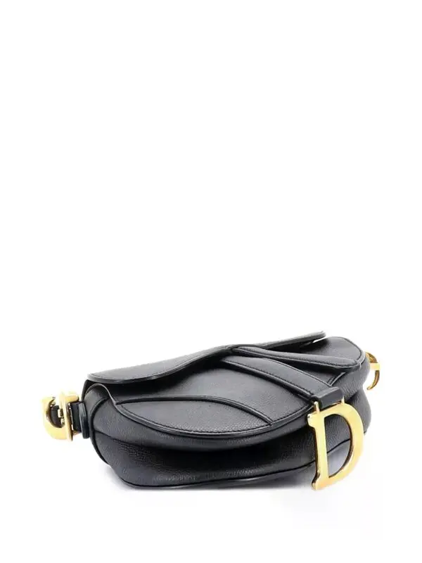 Dior Saddle Handbag Leather Mini Shoulder Bag - Black