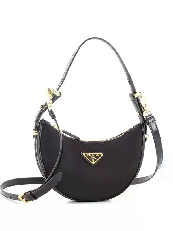 Prada Arque Half Moon Tessuto Small Hobo Bag - Black