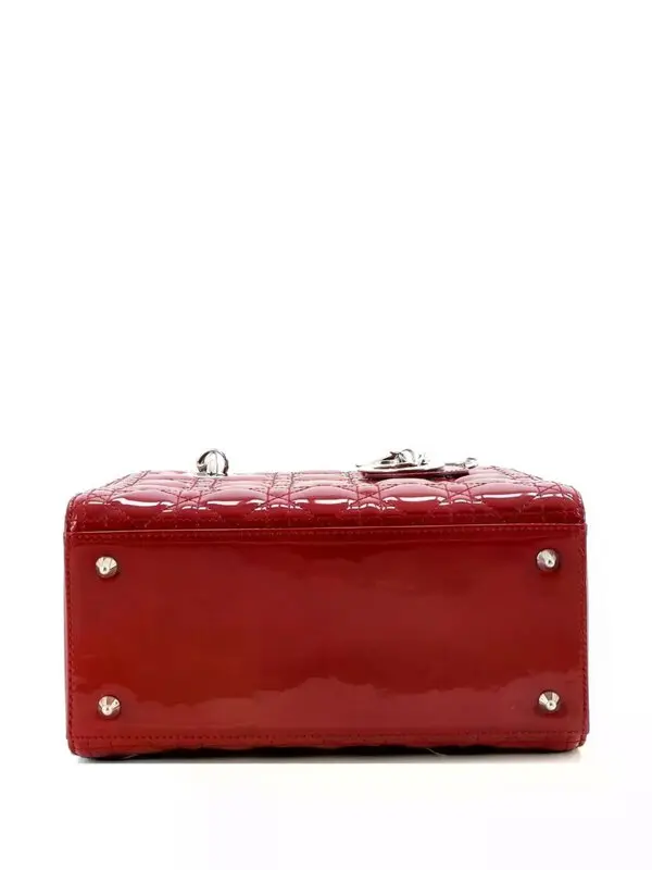 Dior Lady Nm Medium Satchel Cannage Quilt Patent - Red