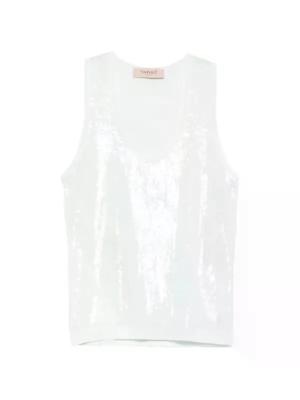 TWINSET Sequin Embellished Knit Vest - Blue