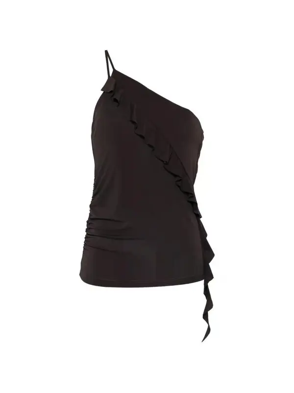 Pinko Ruffled One-shoulder Top - Brown