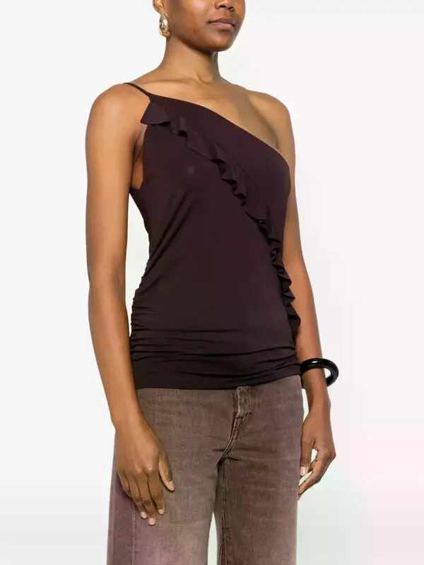 Pinko Ruffled One-shoulder Top - Brown