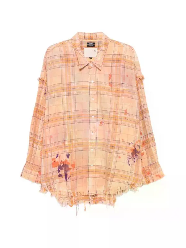 R13 Plaid Frayed Shirt