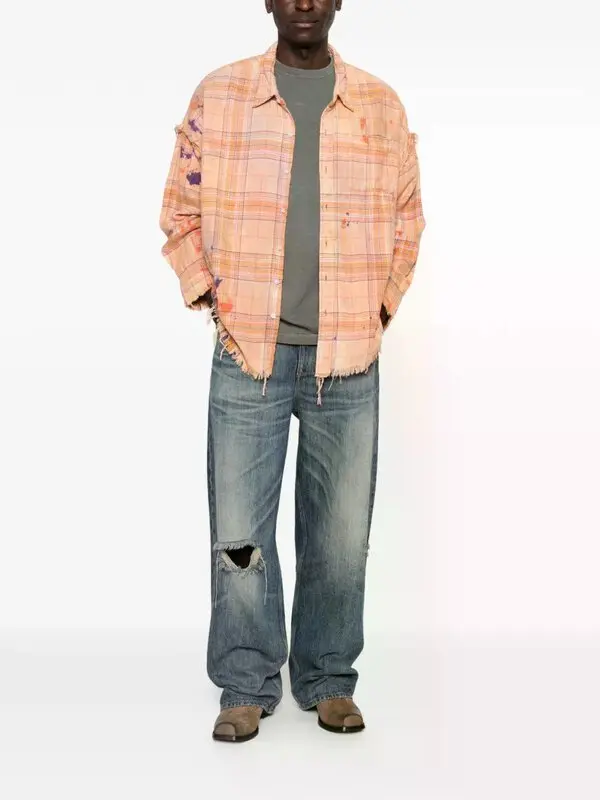 R13 Plaid Frayed Shirt