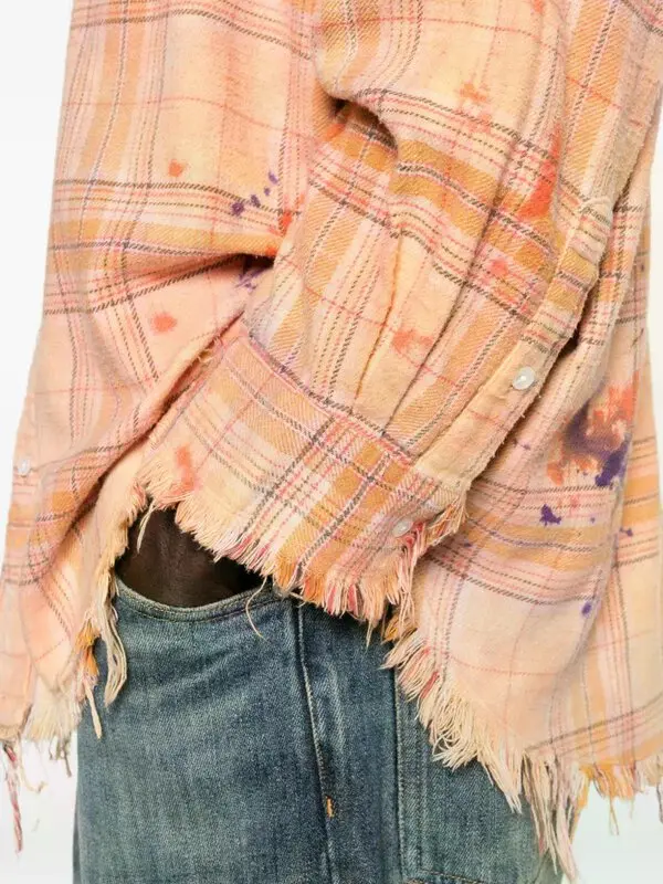 R13 Plaid Frayed Shirt