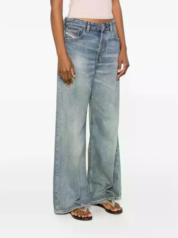 DIESEL® Faded Wide Leg Denim Jeans