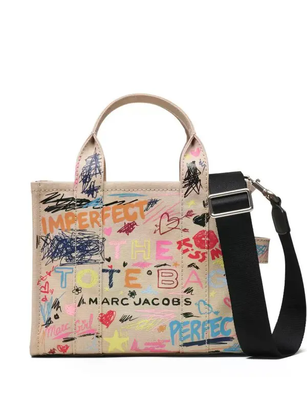 Marc Jacobs The Punk Scribble Canvas Tote Bag - Neutrals