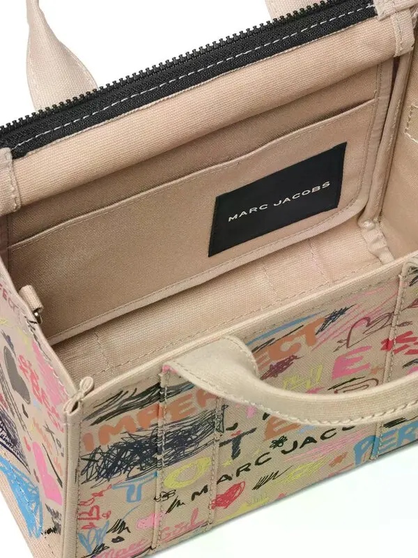 Marc Jacobs The Punk Scribble Canvas Tote Bag - Neutrals