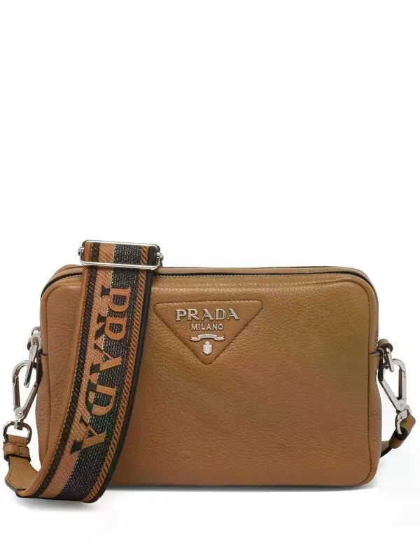 Prada Triangle-logo Plaque Crossbody Bag - Brown
