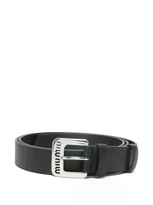 Miu Miu Logo-engraved Buckle Belt - Black