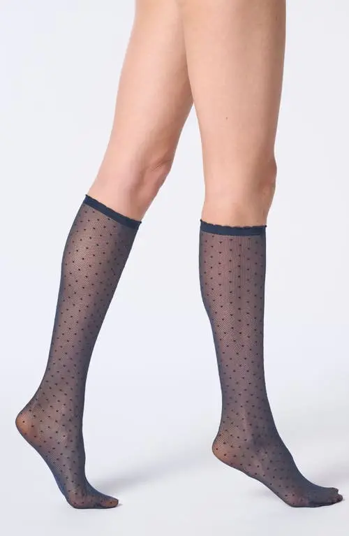 Oroblu Plumetis Knee High Tights - Blue 11
