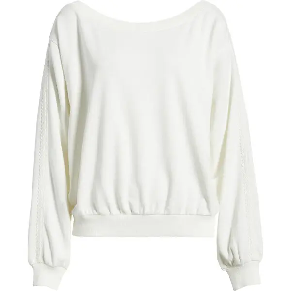Bp. Lace Trim Off-the-shoulder Sweatshirt - Ivory
