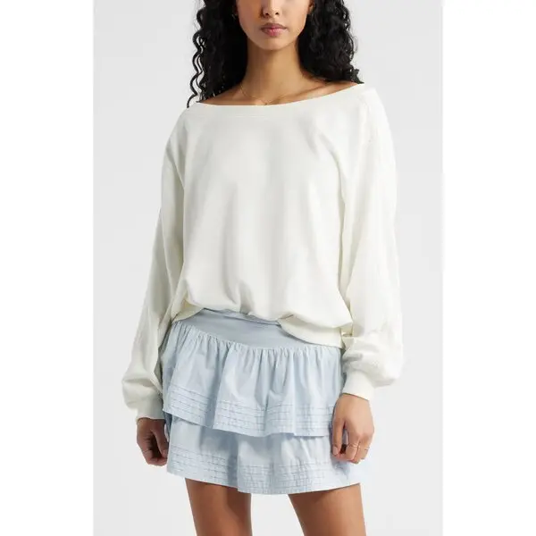 Bp. Lace Trim Off-the-shoulder Sweatshirt - Ivory