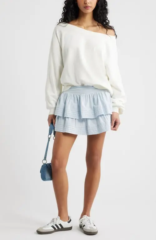 Bp. Lace Trim Off-the-shoulder Sweatshirt - Ivory