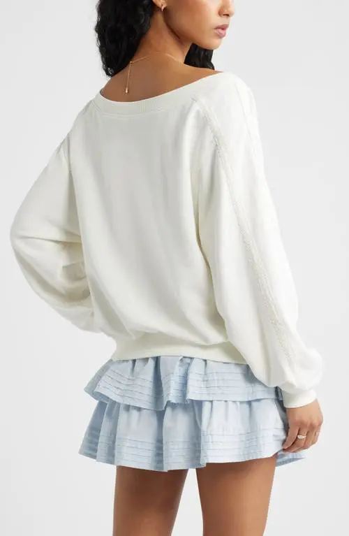 Bp. Lace Trim Off-the-shoulder Sweatshirt - Ivory