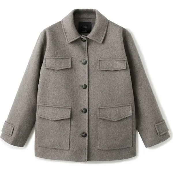 Mango Wool Blend Jacket - Medium Brown