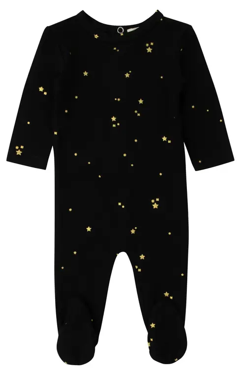 NOGGIWEAR Star Print Footie - Black/gold Stars