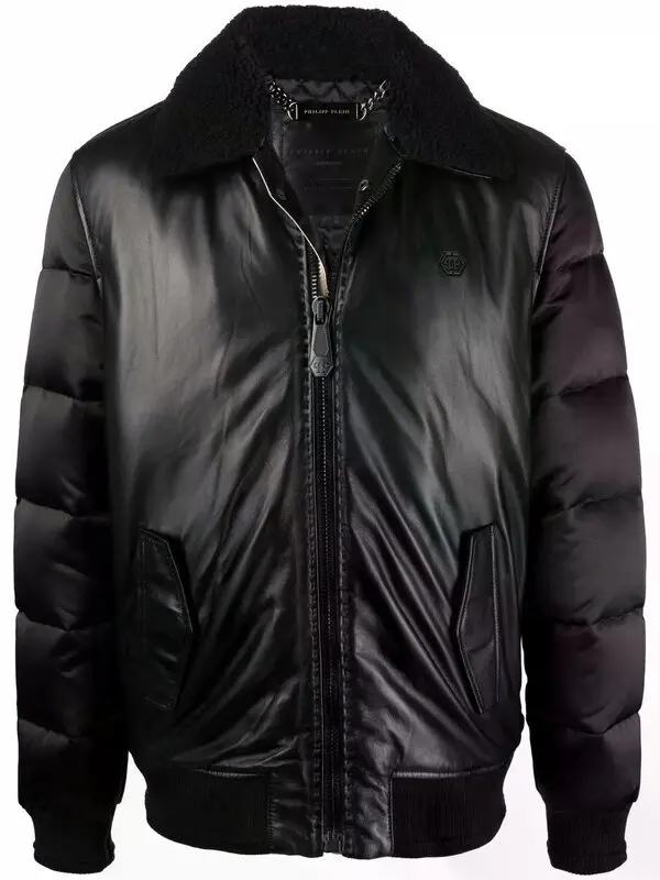 Philipp Plein Padded Leather Bomber Jacket
