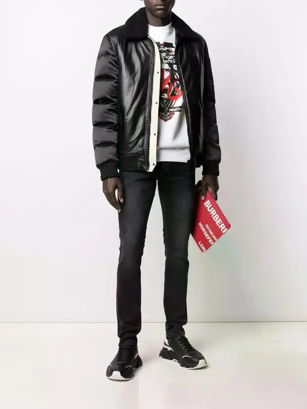 Philipp Plein Padded Leather Bomber Jacket