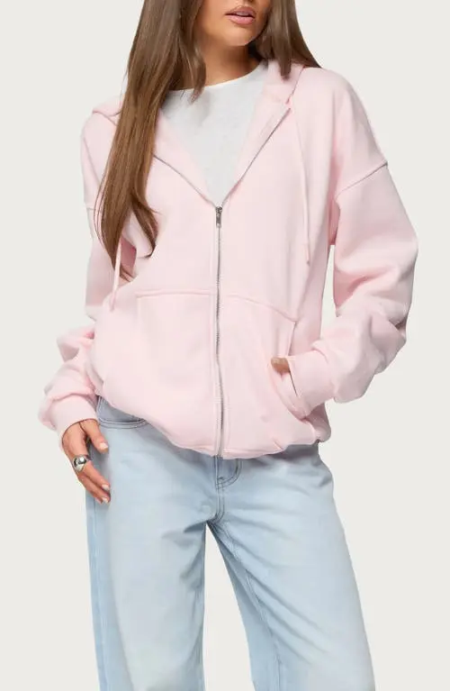 EDIKTED Oversized Zip-up Hoodie - Light-pink