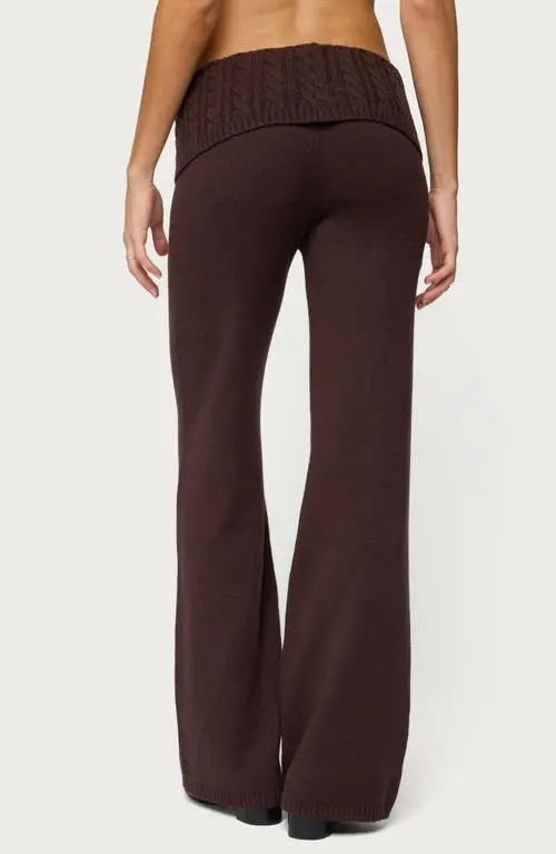 EDIKTED Cable Stitch Waistband Flare Pants