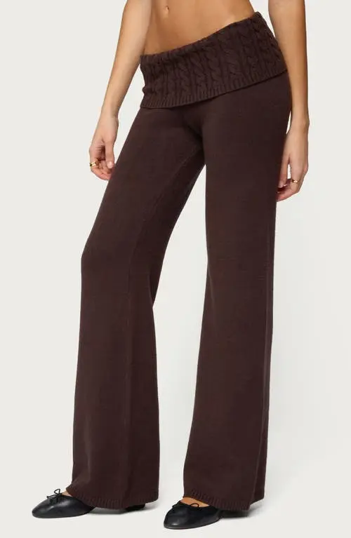 EDIKTED Cable Stitch Waistband Flare Pants