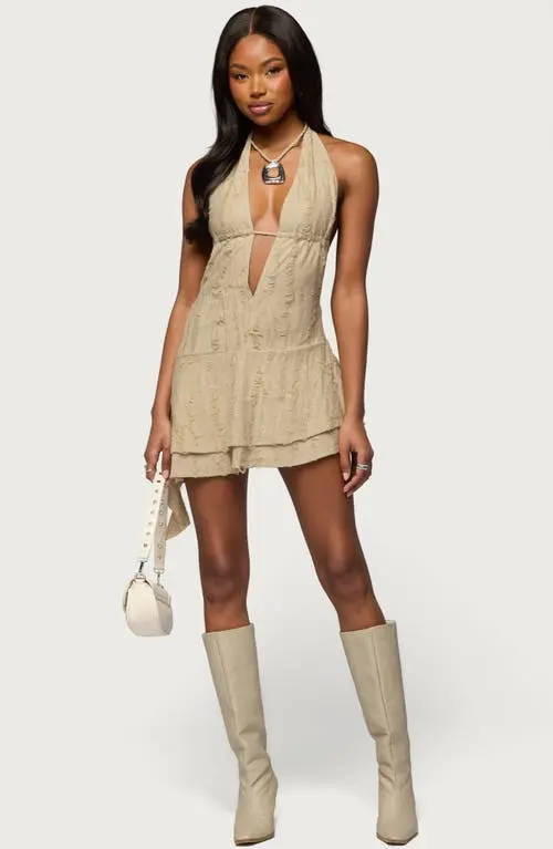 EDIKTED Distressed Halter Minidress
