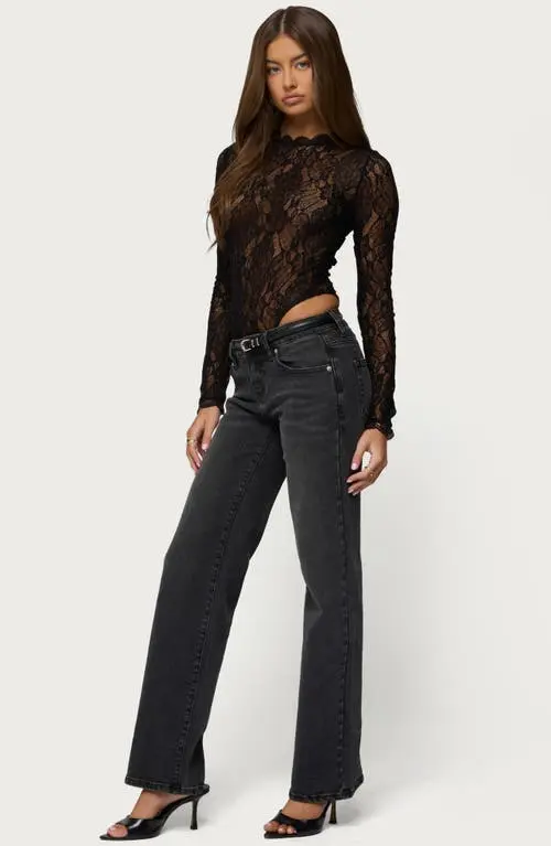 EDIKTED Sheer Lace Bodysuit