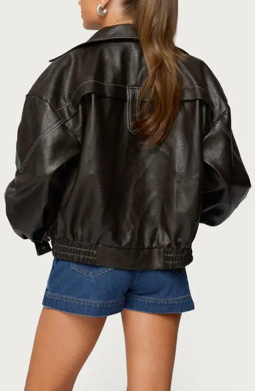EDIKTED Faux Leather Oversized Jacket