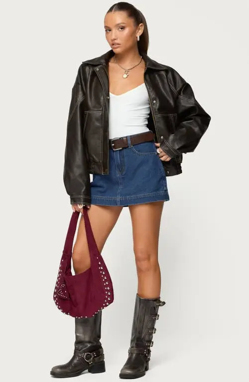 EDIKTED Faux Leather Oversized Jacket