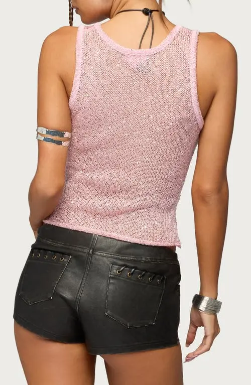 EDIKTED Eleora Sequin Tank Top - Pink